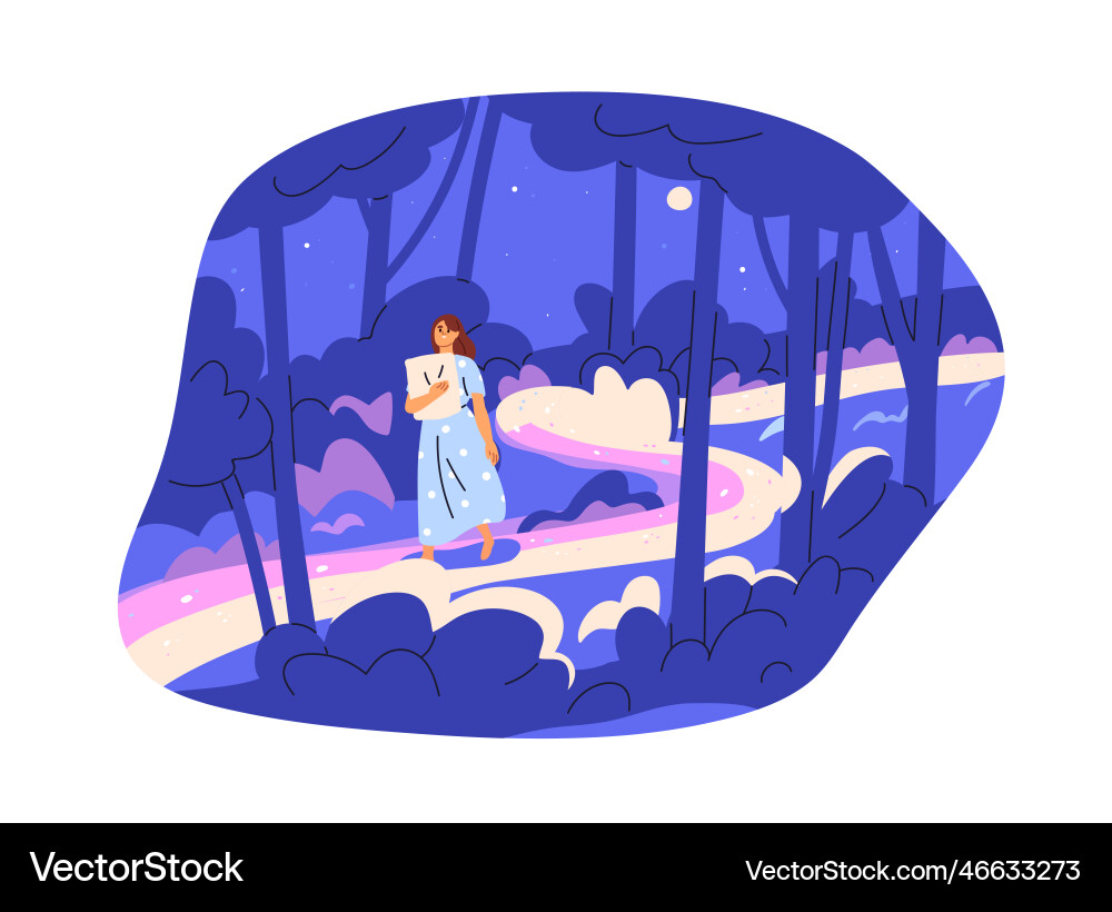 Sleepwalk somnambulism concept sleepwalker Vector Image