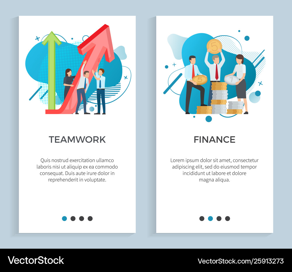 Teamwork and finance people at work with charts Vector Image