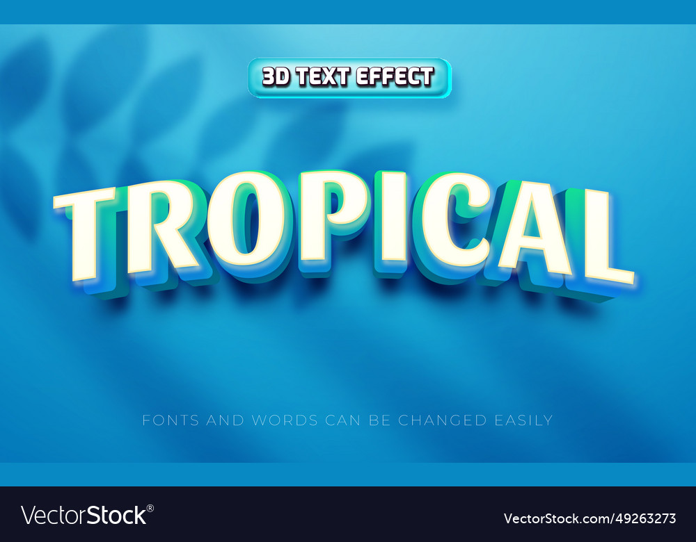 Tropical 3d editable text effect style Royalty Free Vector