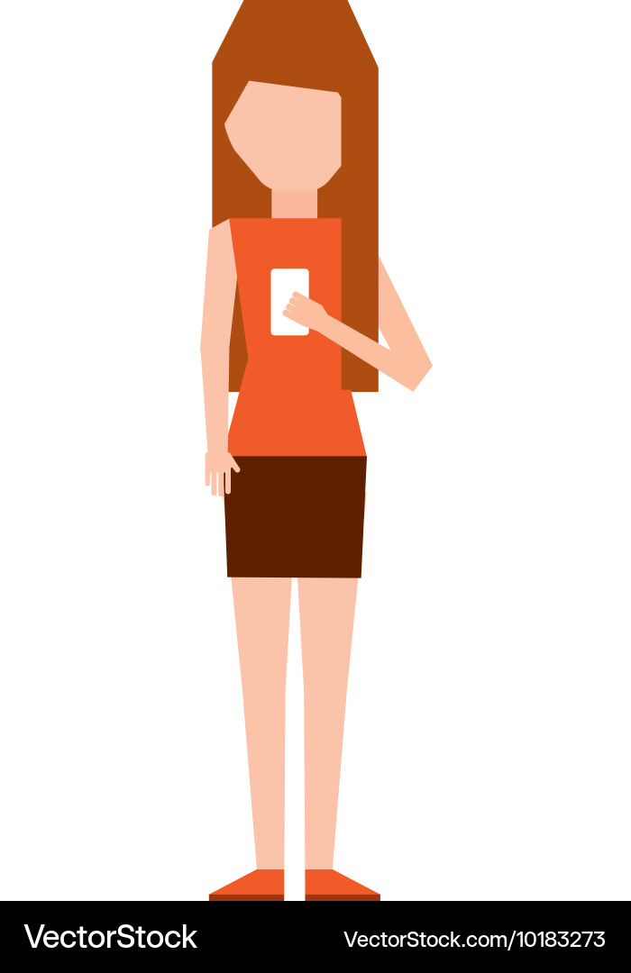 Woman female young using smartphone icon Vector Image