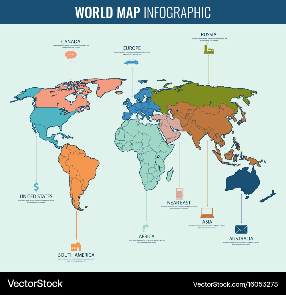 World map infographic template all countries Vector Image
