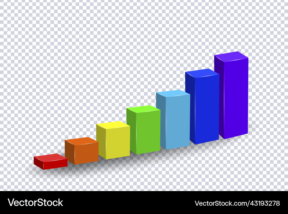3d realistic graph of price growth Royalty Free Vector Image