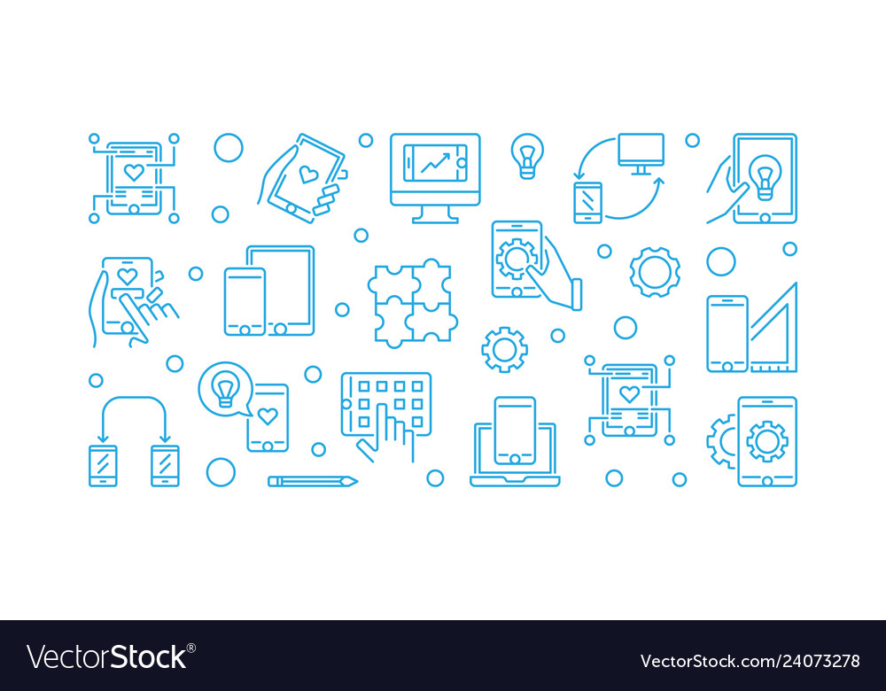 App development linear Royalty Free Vector Image