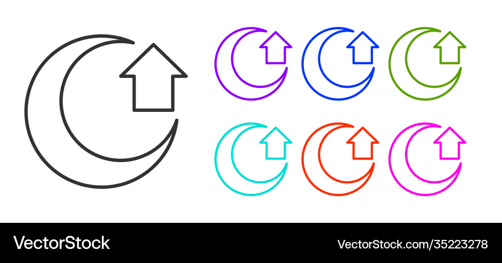 Black line moon icon isolated on white background Vector Image