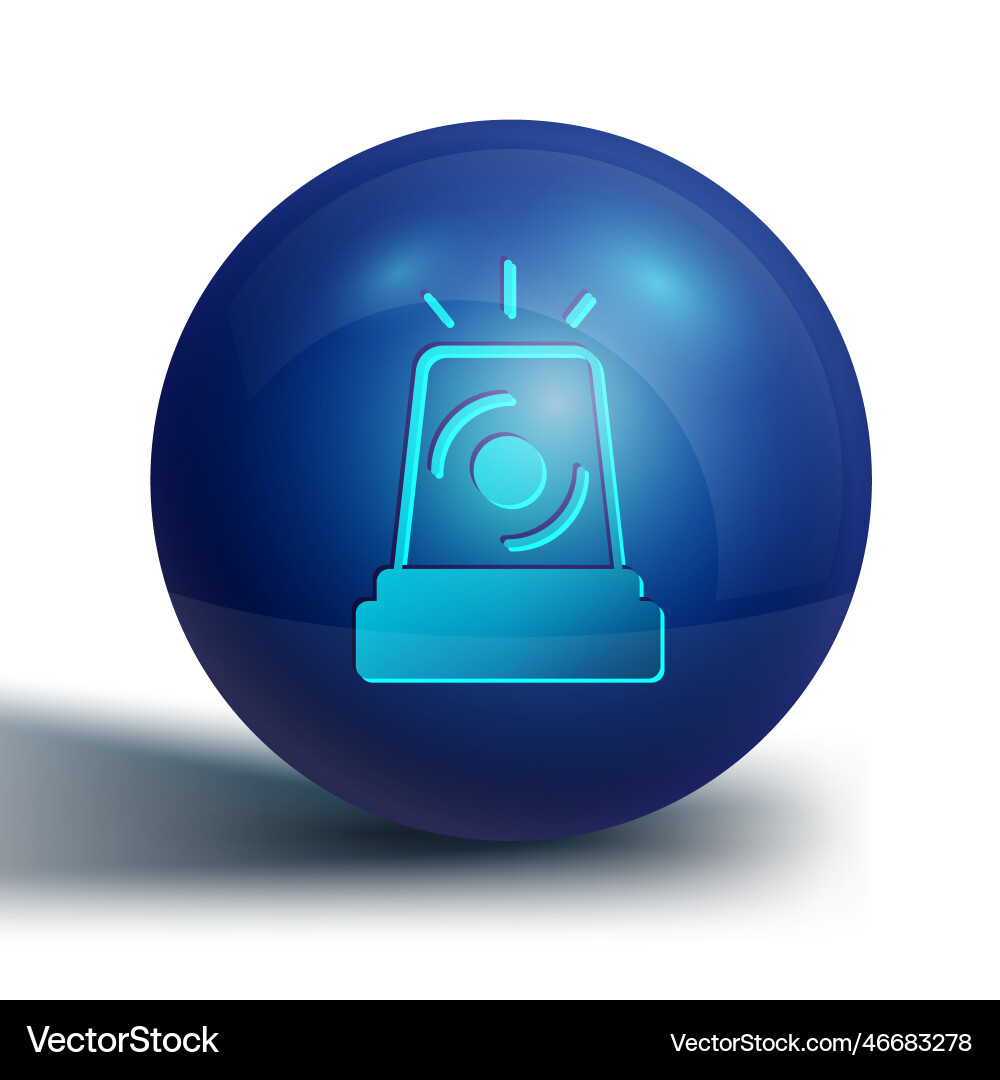 Blue flasher siren icon isolated on white Vector Image