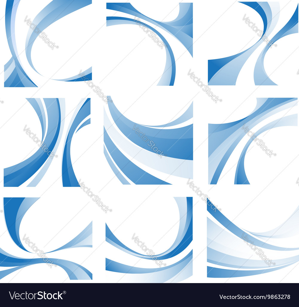 Blue wavy elements set Royalty Free Vector Image