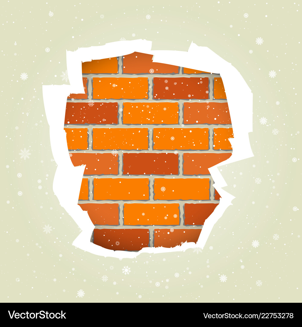 Christmas snow paper torn wall Royalty Free Vector Image