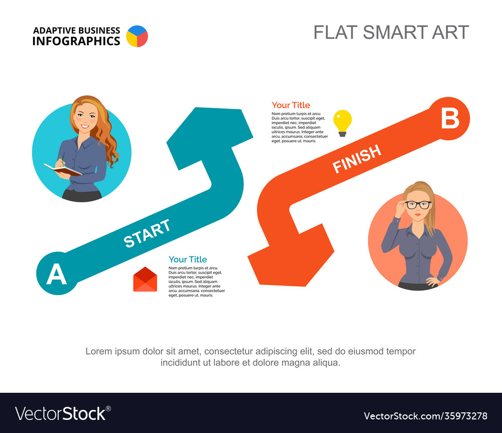Editable template for two arrow chart Royalty Free Vector