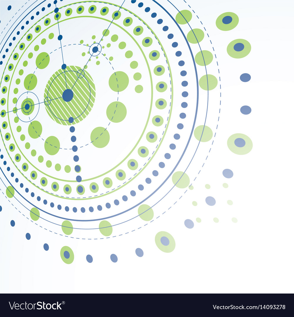 Geometric technology 3d drawing green technical Vector Image