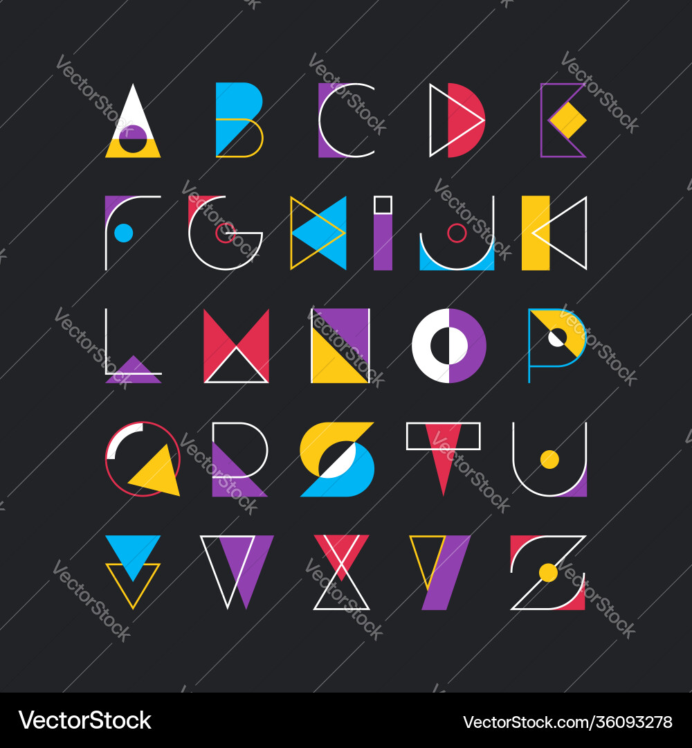 Geometrical english alphabet Royalty Free Vector Image