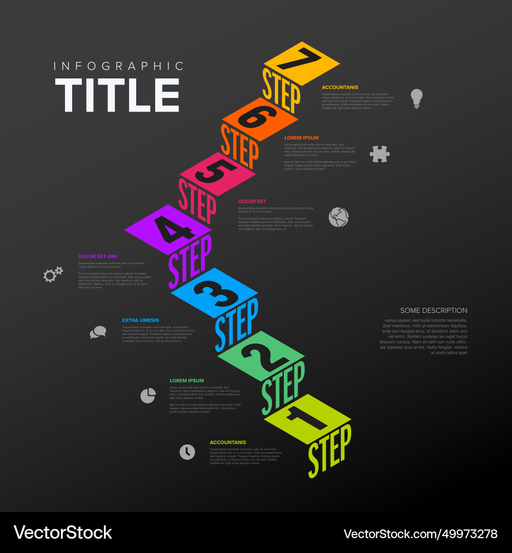 Infographic stairs steps diagram template on dark Vector Image