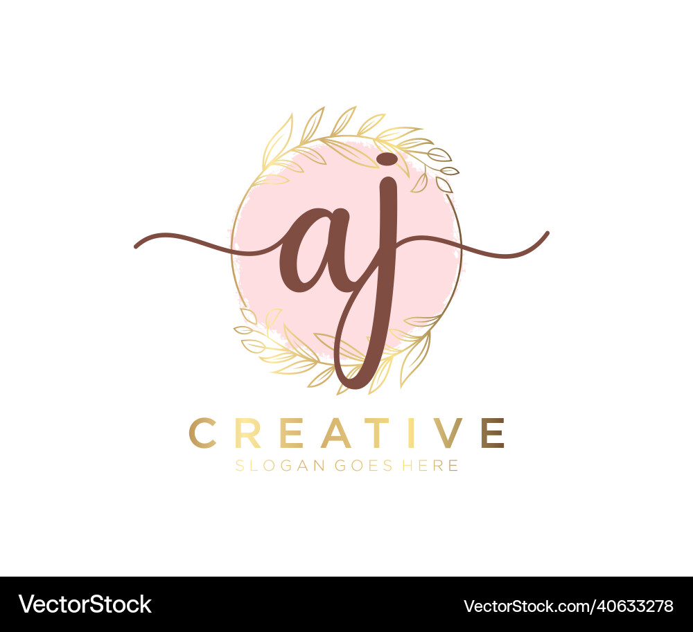 Initial aj feminine logo usable for nature salon Vector Image