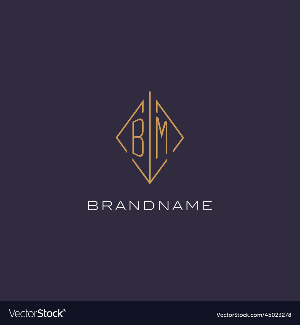 Initial letter bm logo monogram with diamond Vector Image