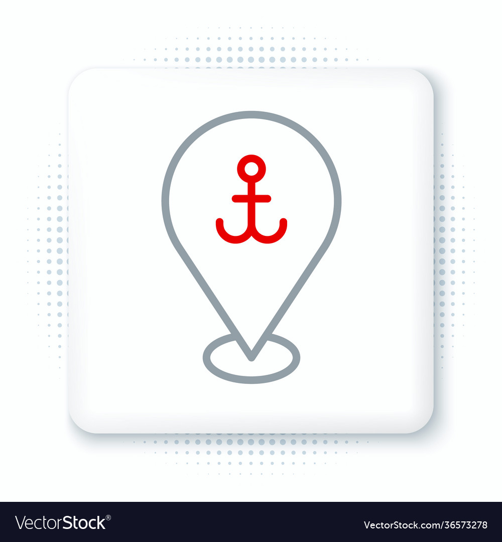 Line map pointer with anchor icon isolated Vector Image Line map pointer with anchor icon isolated Vector Image