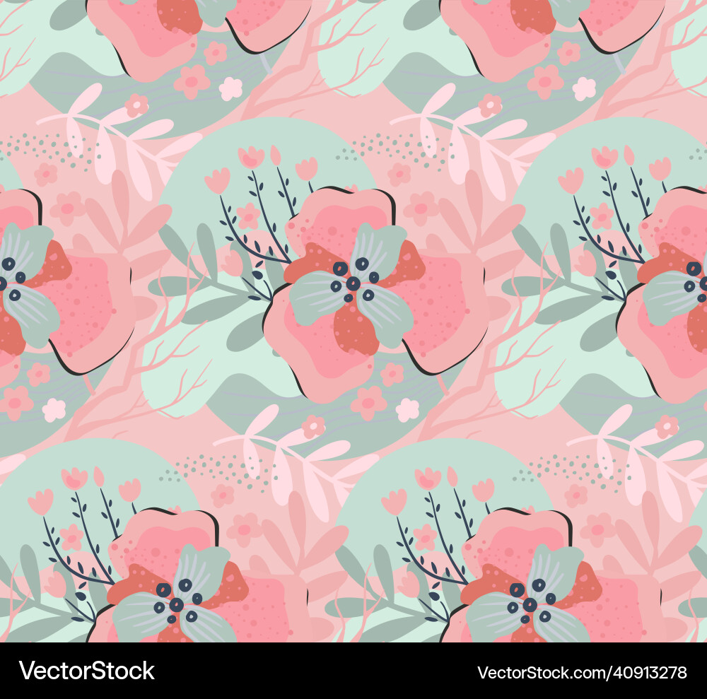 Modern trendy abstract floral seamless Royalty Free Vector