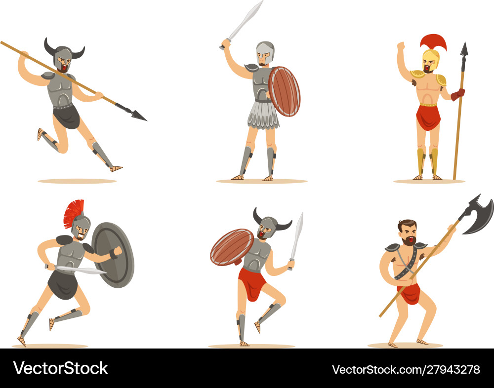 Roman ancient warrior character in armor in Vector Image