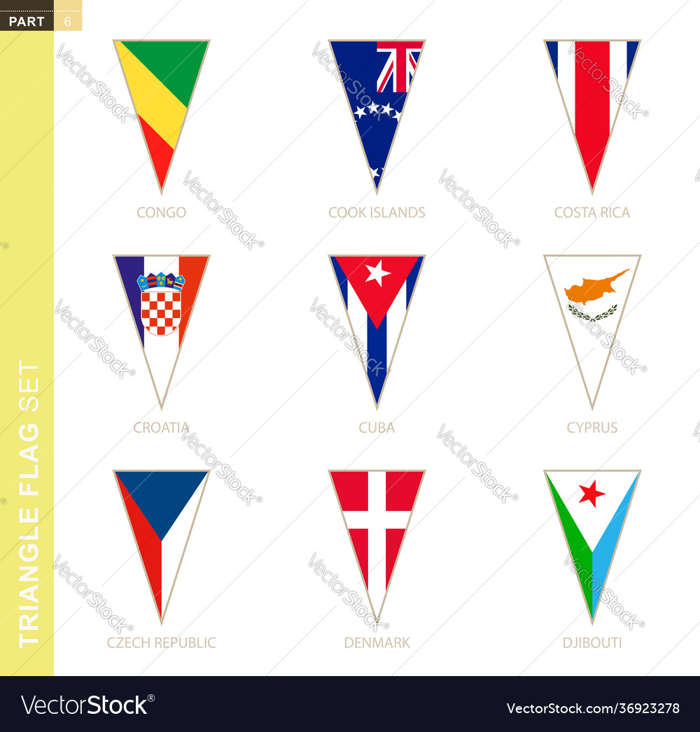 Triangle flag set stylized country flags Vector Image