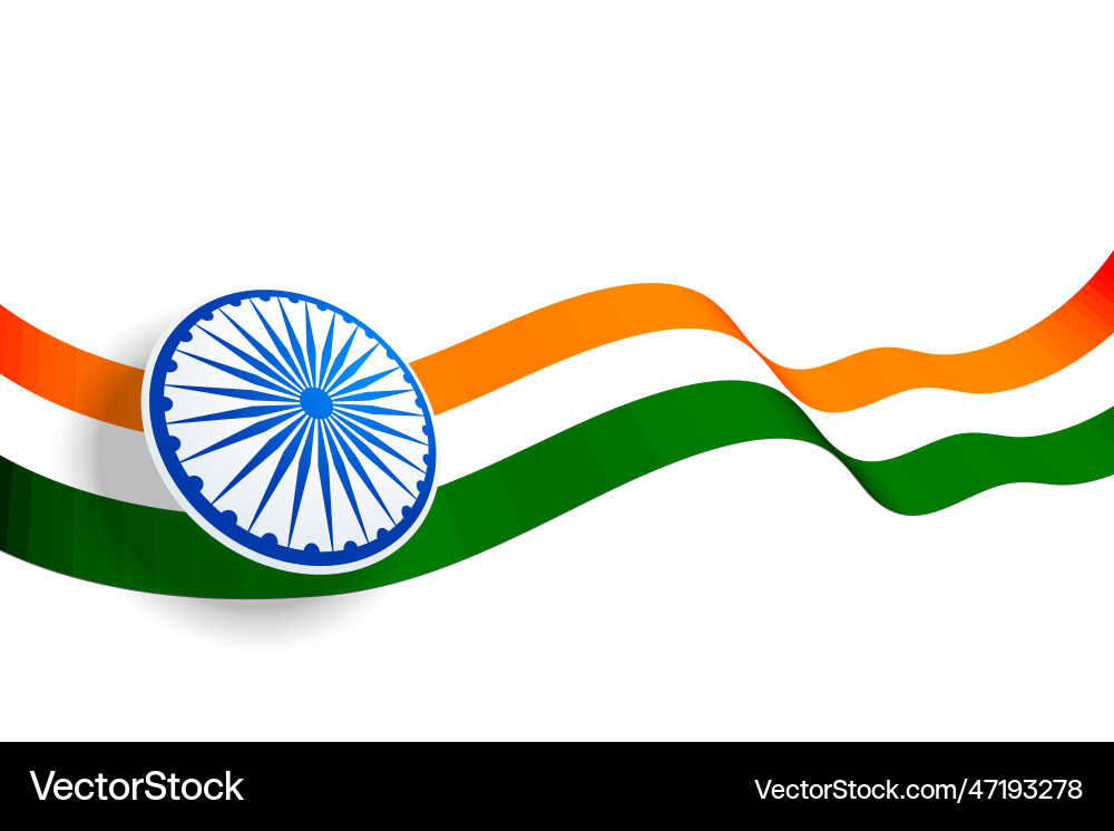 Waving indian flag design with blue chakra Vector Image