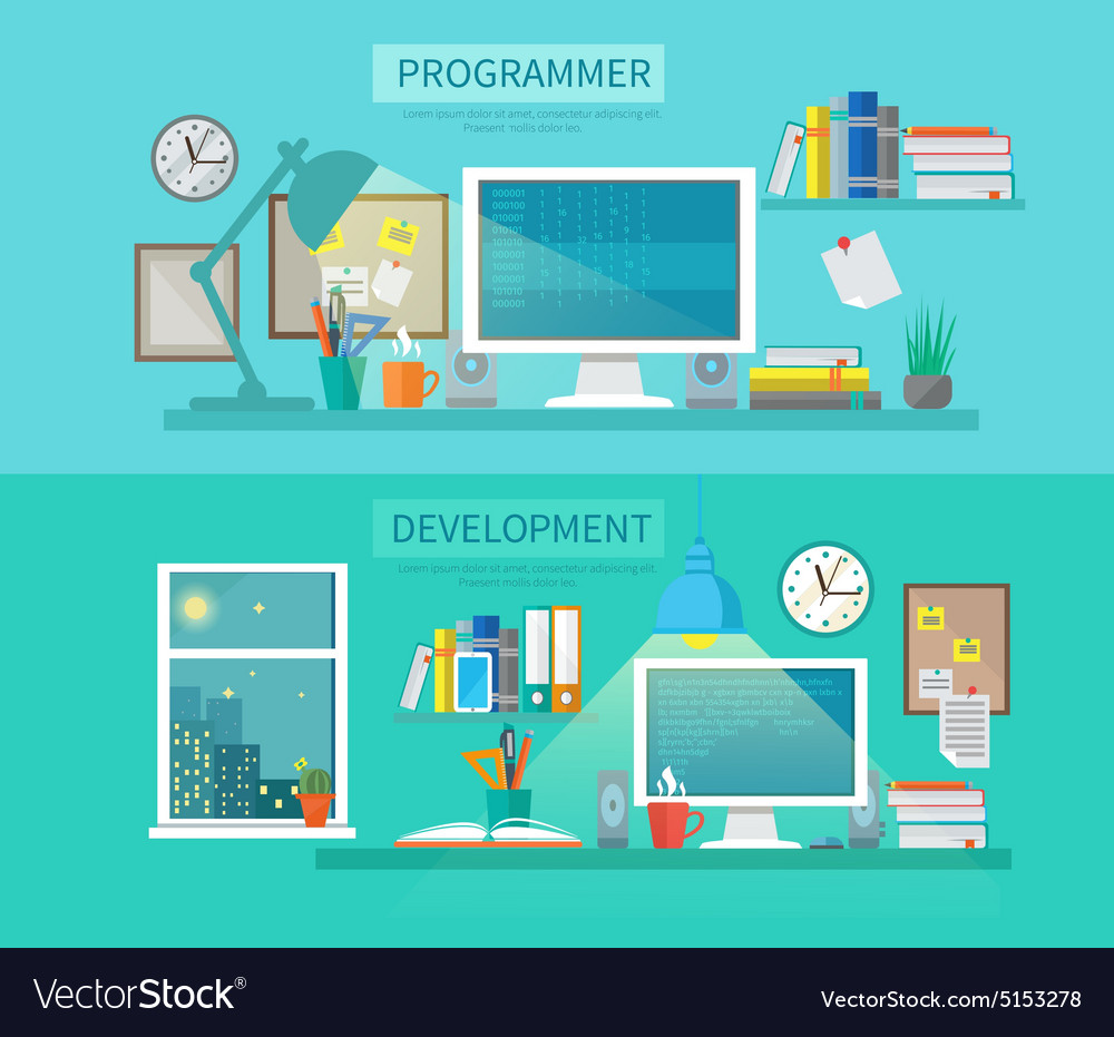 Workspace banner set Royalty Free Vector Image