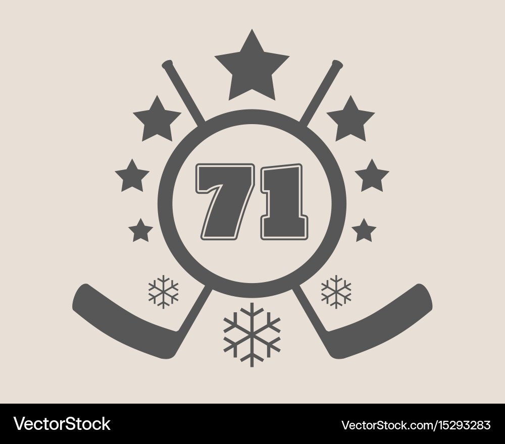71 number ice hockey emblem Royalty Free Vector Image