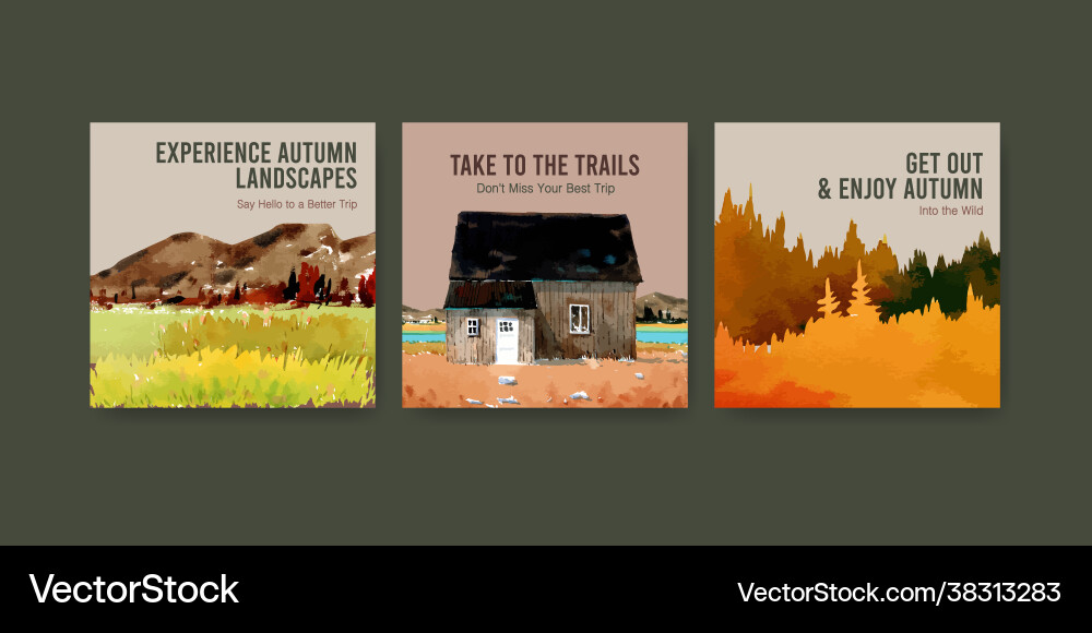 Ads template with landscape in autumn design Vector Image