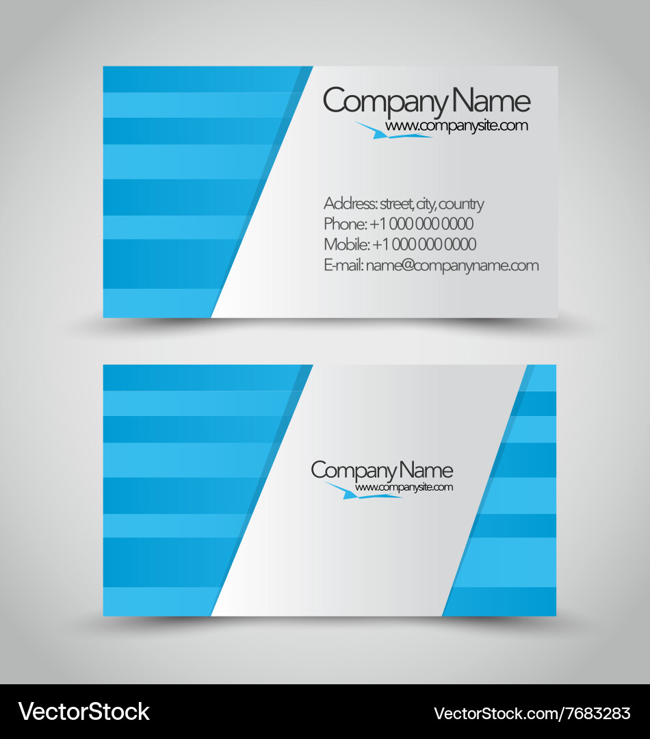 Business card set template blue and silver grey Vector Image
