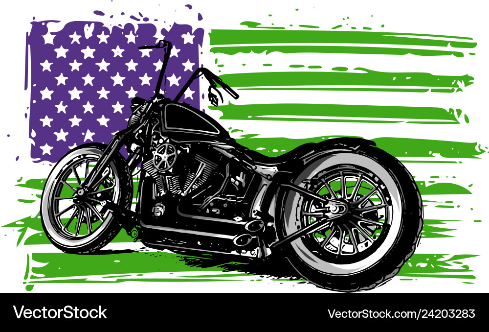 Chopper motorcycle with the american flag Vector Image