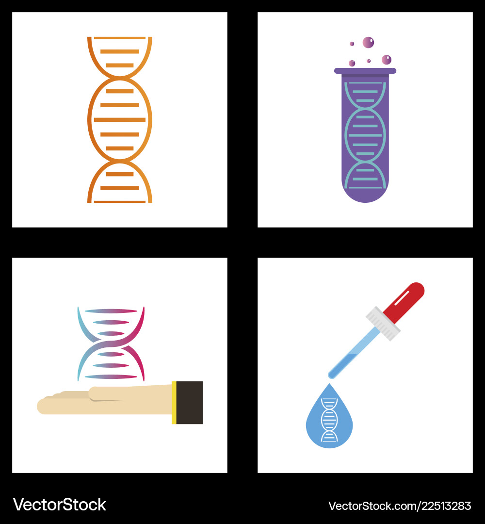 Dna genetic sign elements and icons collection Vector Image