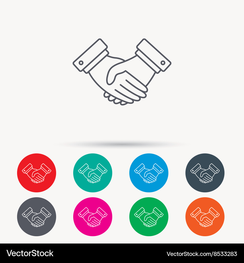 Handshake icon deal agreement sign Royalty Free Vector Image