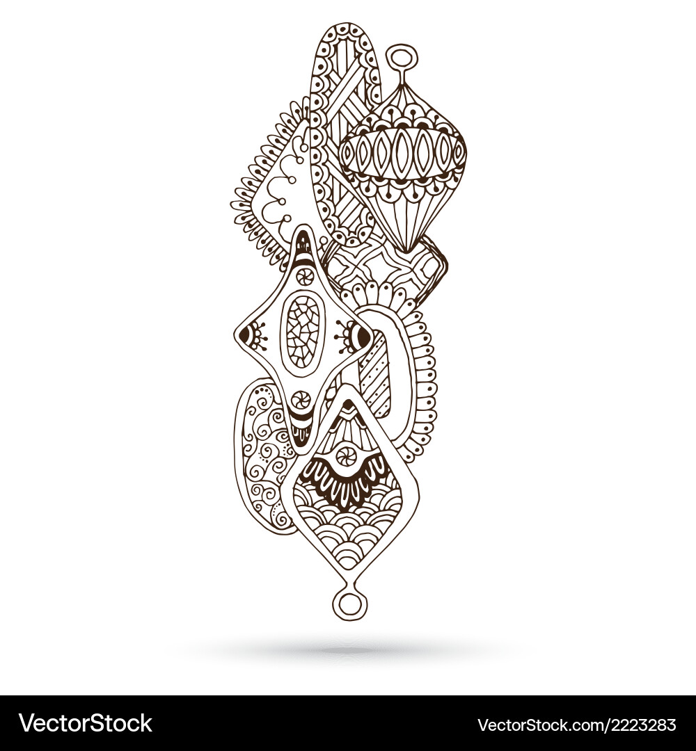 Henna Paisley Mehndi Doodles Design Element Vector Image