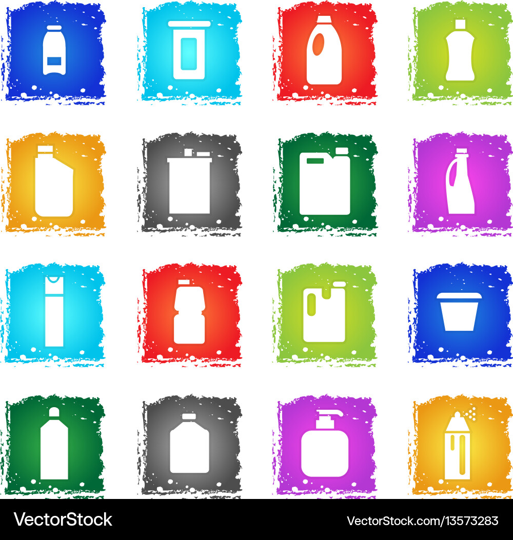 Household chemicals icon set Royalty Free Vector Image