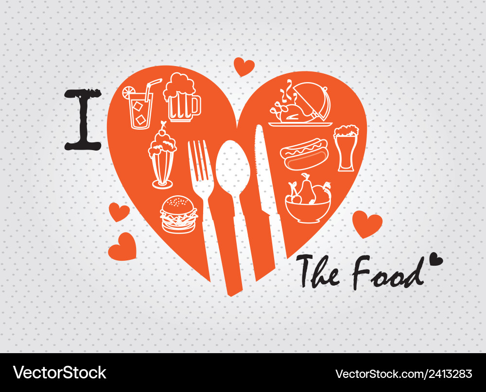 I love food over dotted background Royalty Free Vector Image