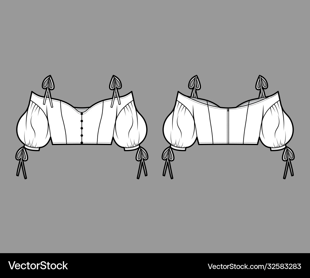 Lady cropped cold-shoulder top technical fashion Vector Image