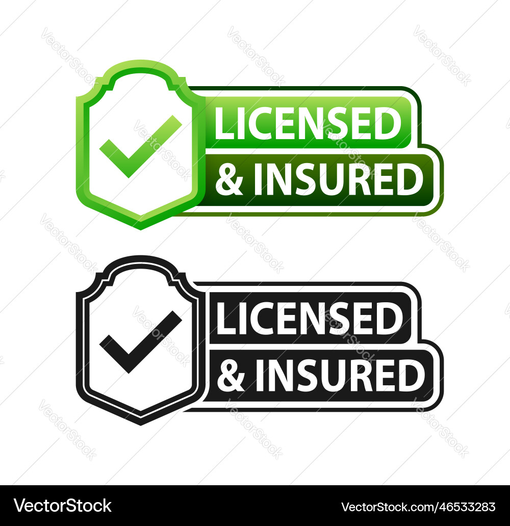 Licensed and insured label official license Vector Image