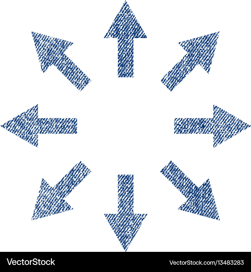 Radial arrows fabric textured icon Royalty Free Vector Image