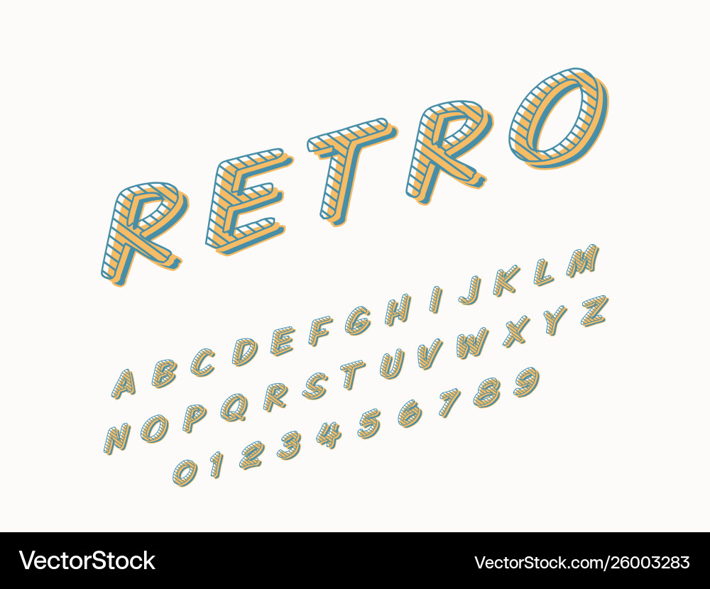 Retro font and alphabet stock Royalty Free Vector Image
