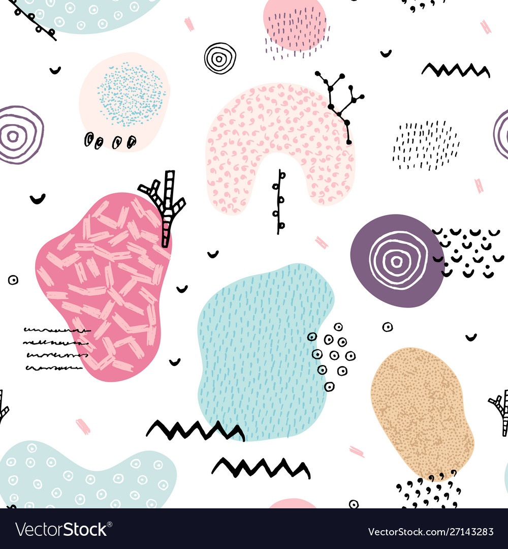 Seamless pattern with hand drawn abstract Vector Image