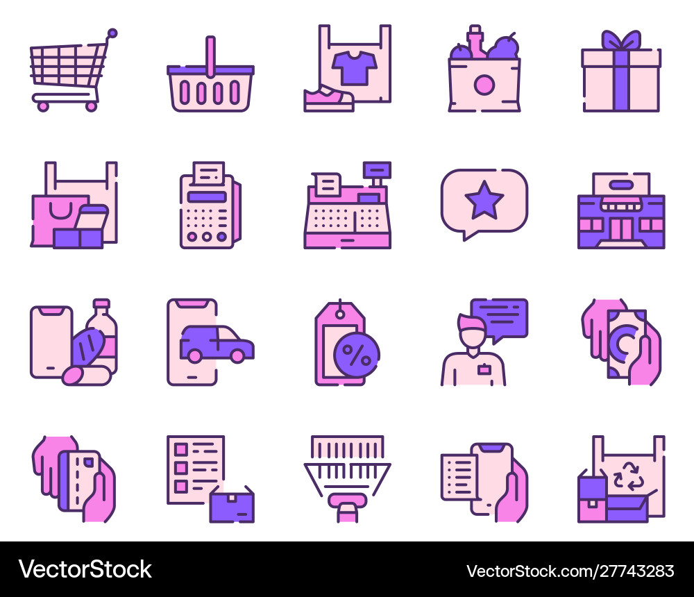 Shopping items color icons set Royalty Free Vector Image