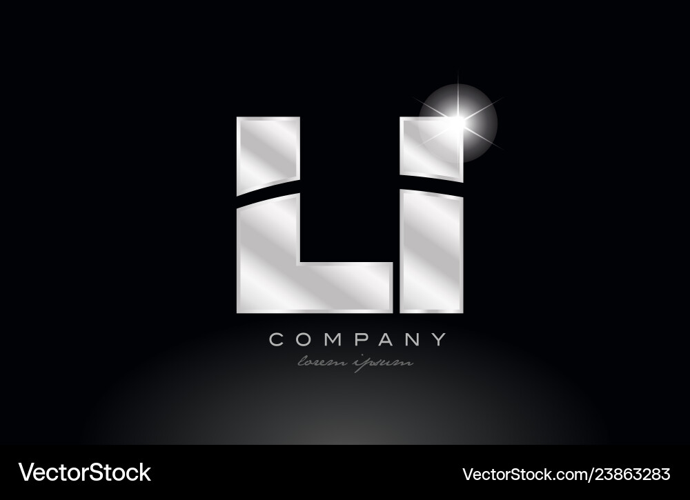 Silver letter li l i metal combination alphabet Vector Image