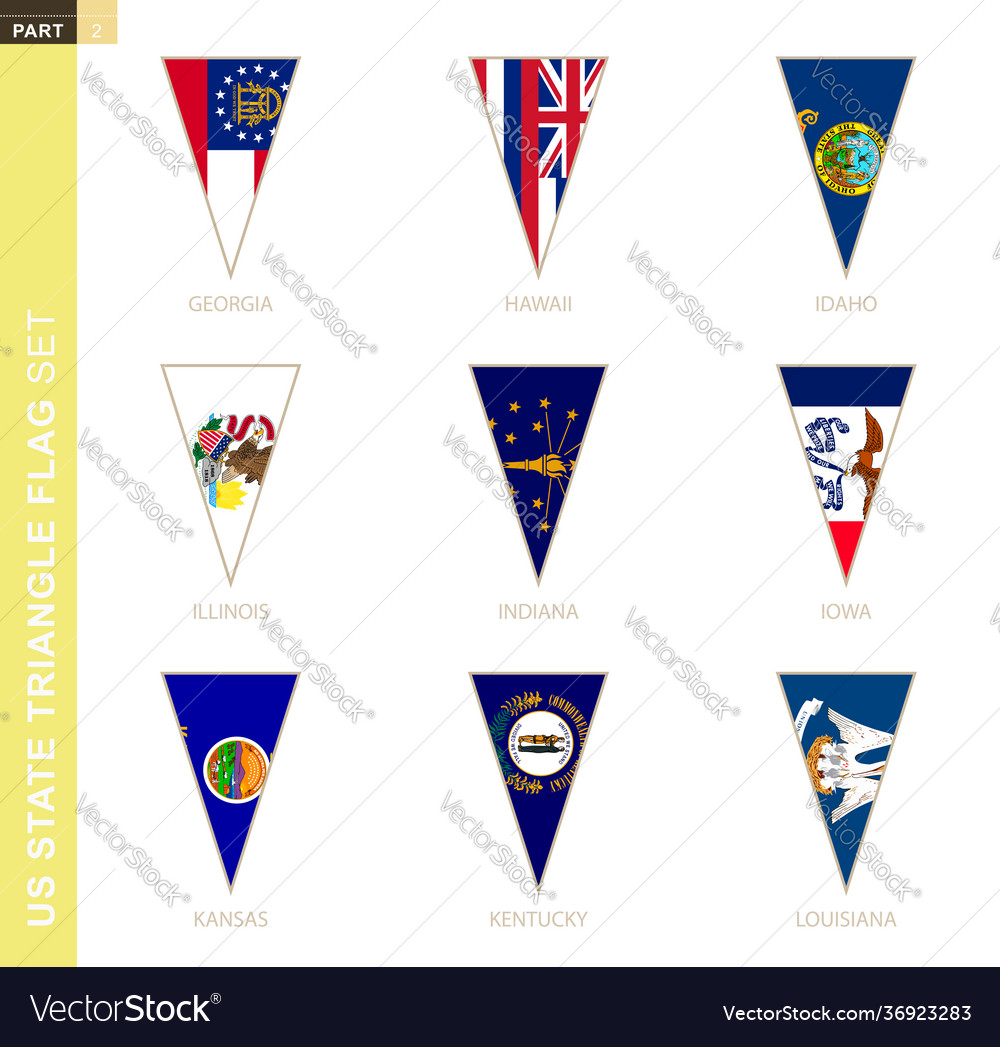 Triangle usa states flag set stylized state flags Vector Image