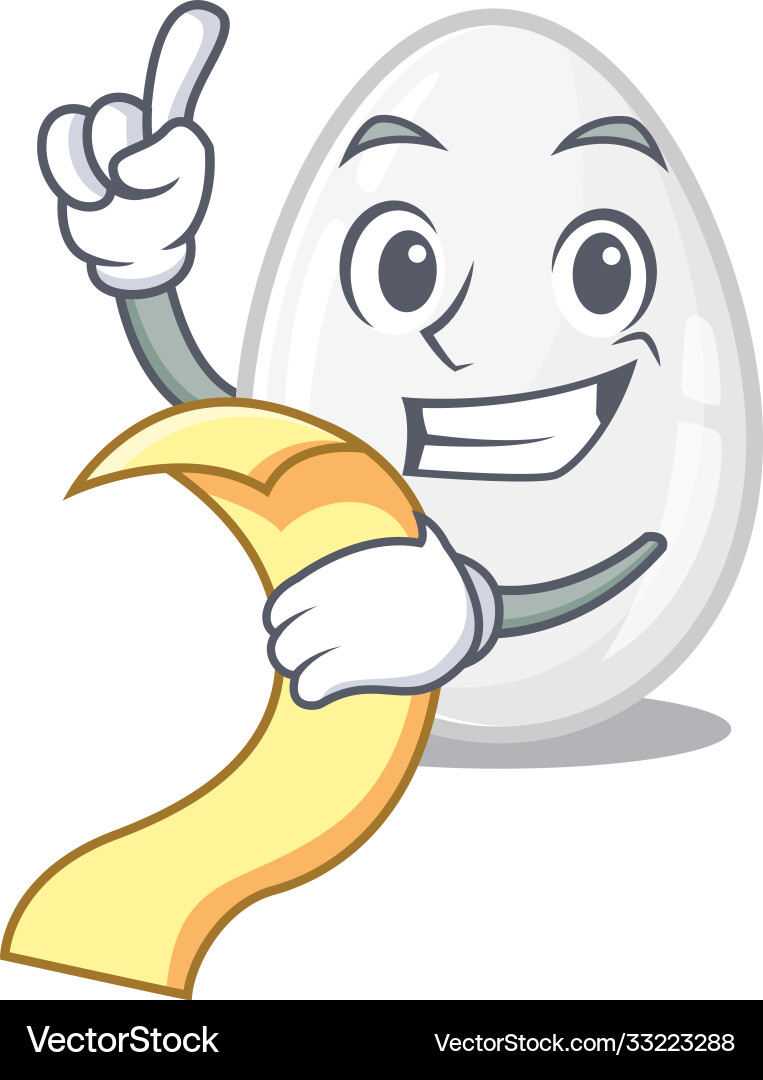 A funny cartoon character white egg holding a Vector Image