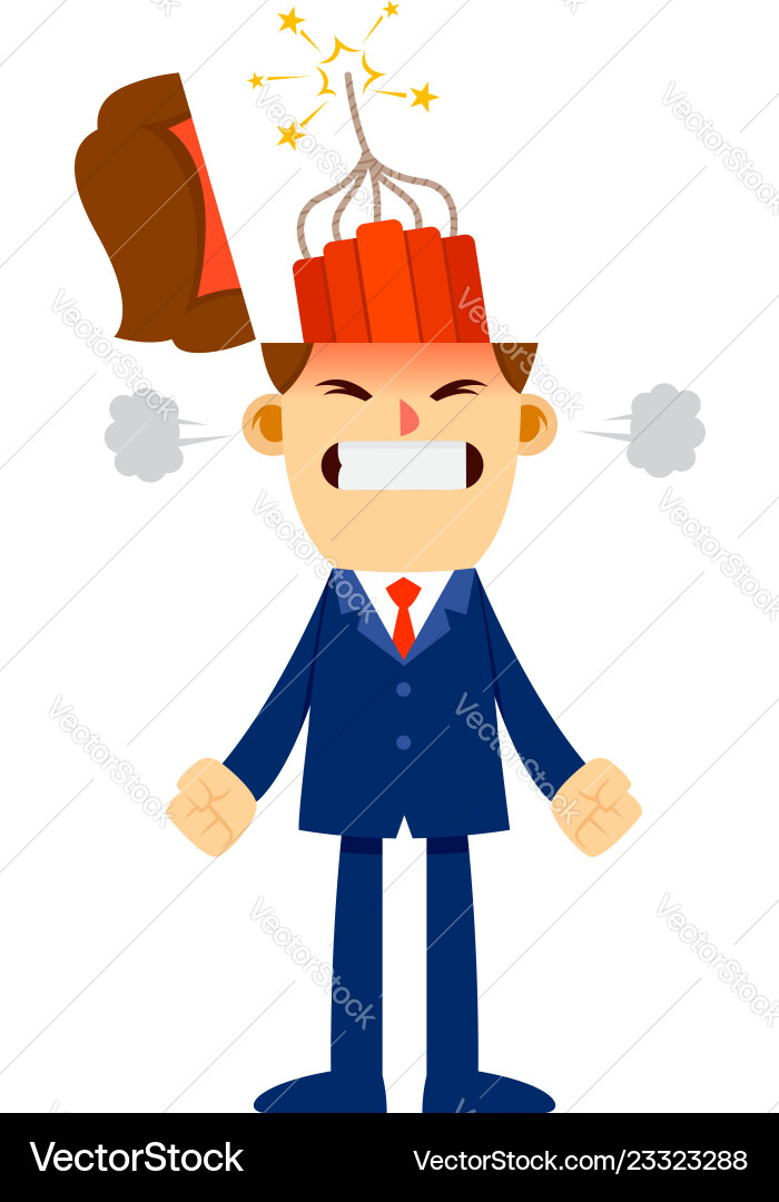 Angry businessman with explosives inside his head Vector Image