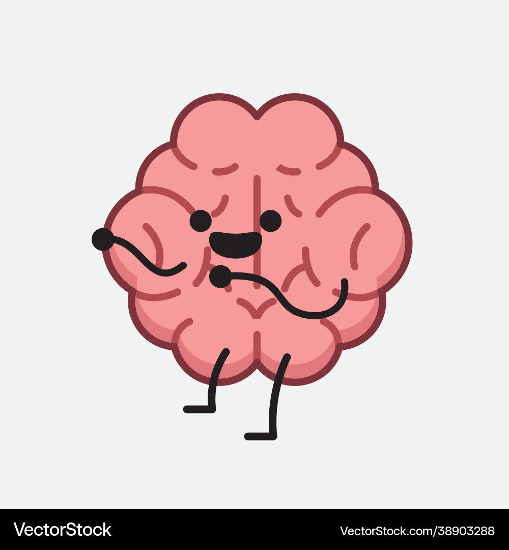 Brain character with cute face and simple body Vector Image