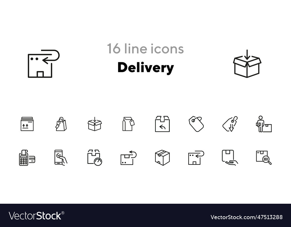 Delivery line icon set Royalty Free Vector Image