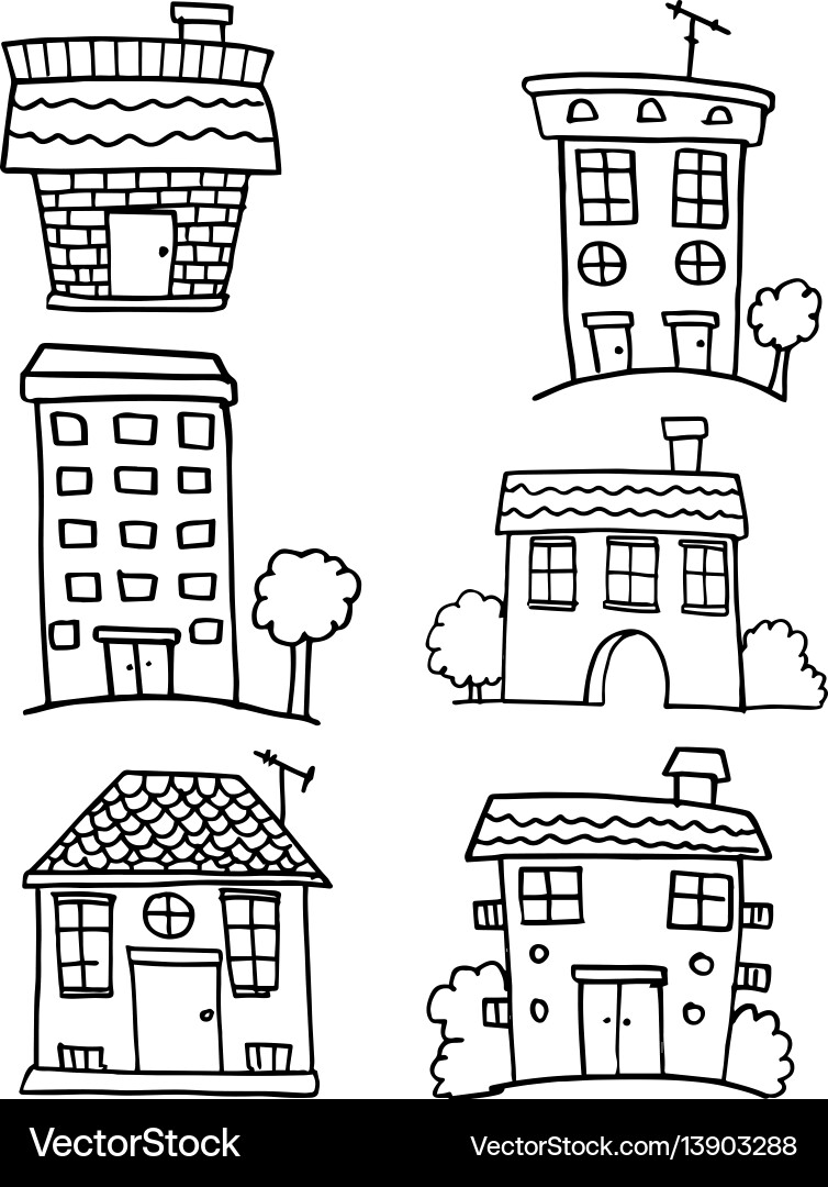 Doodle of house set Royalty Free Vector Image - VectorStock