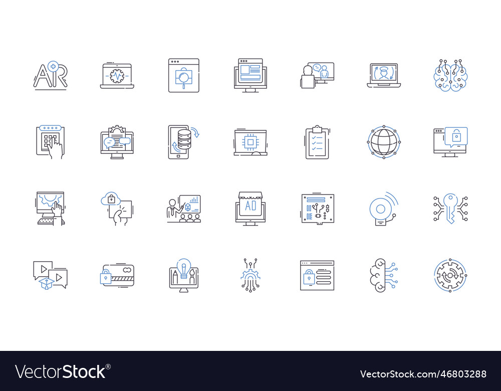 Firmware line icons collection update software Vector Image