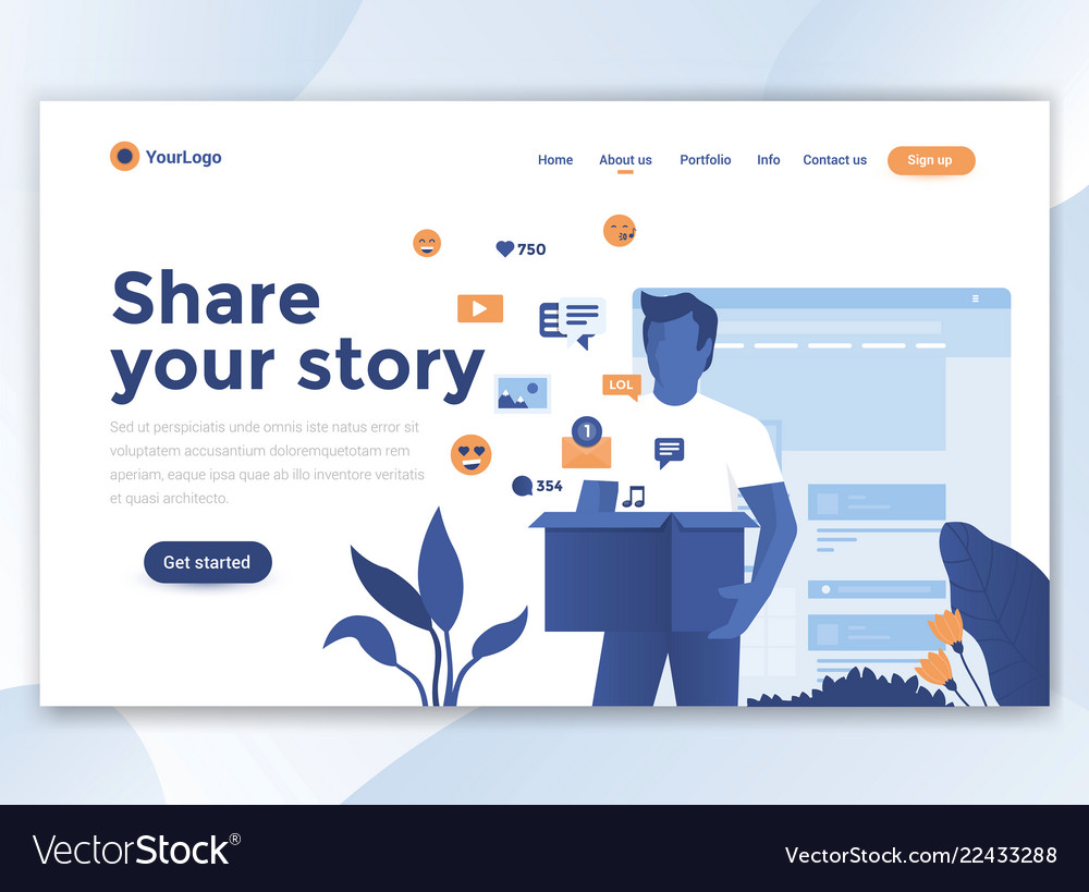 Flat modern design wesite template - share Vector Image Flat modern design wesite template - share Vector Image