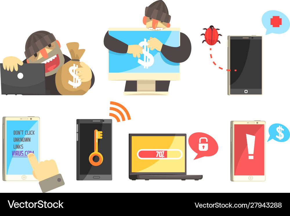 Information security and cyber crimes stolen Vector Image