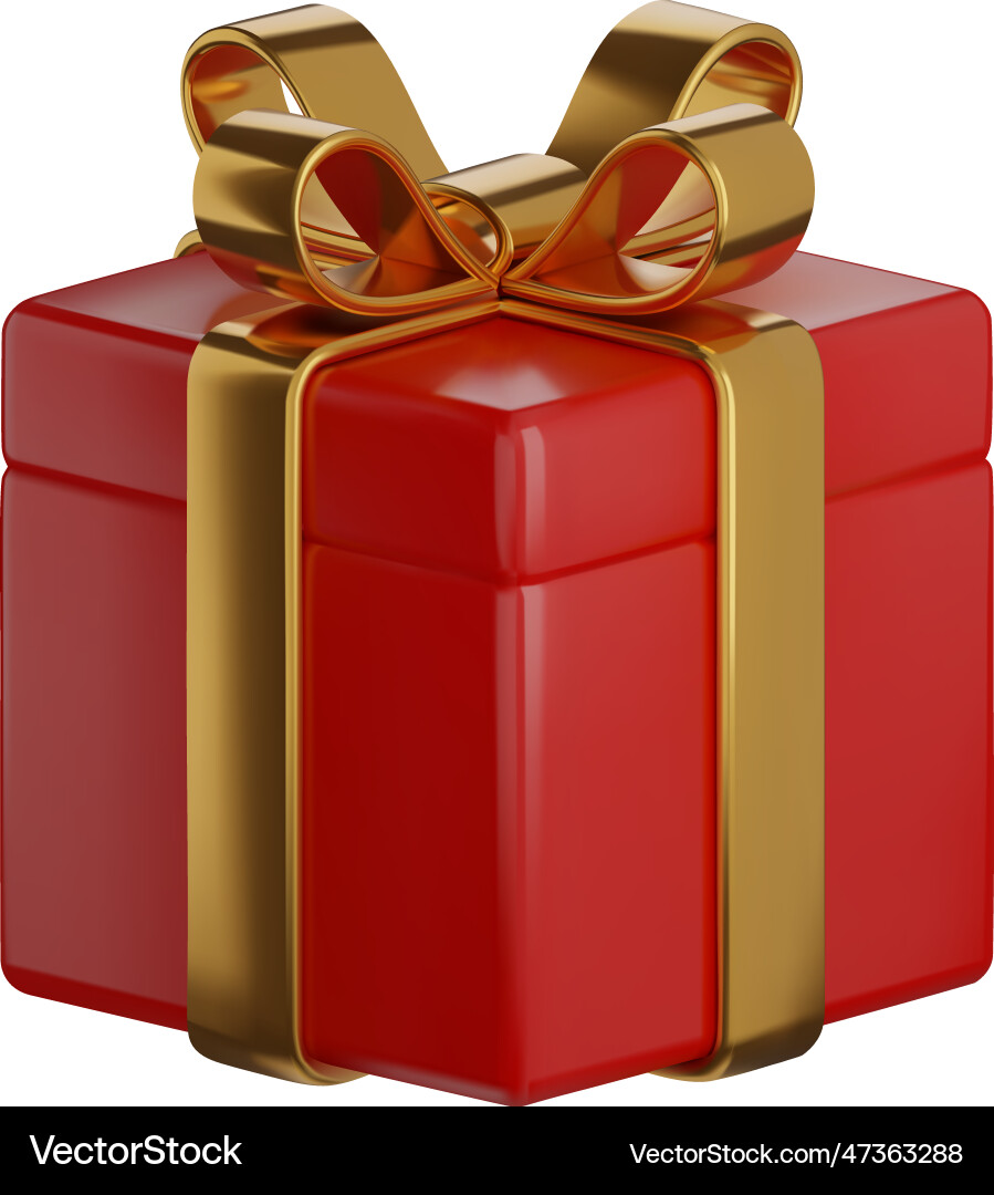 Isolated red and gold gift box christmas 3d Vector Image
