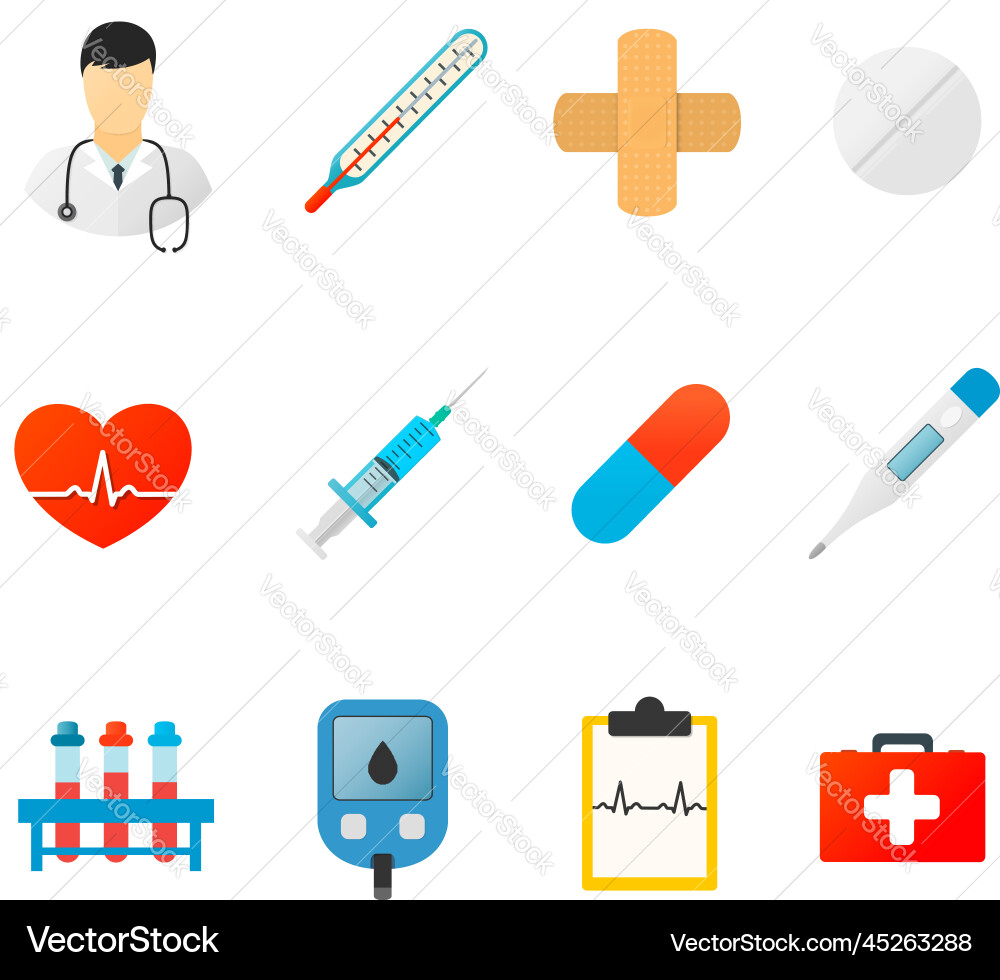 Medical icons on white background Royalty Free Vector Image